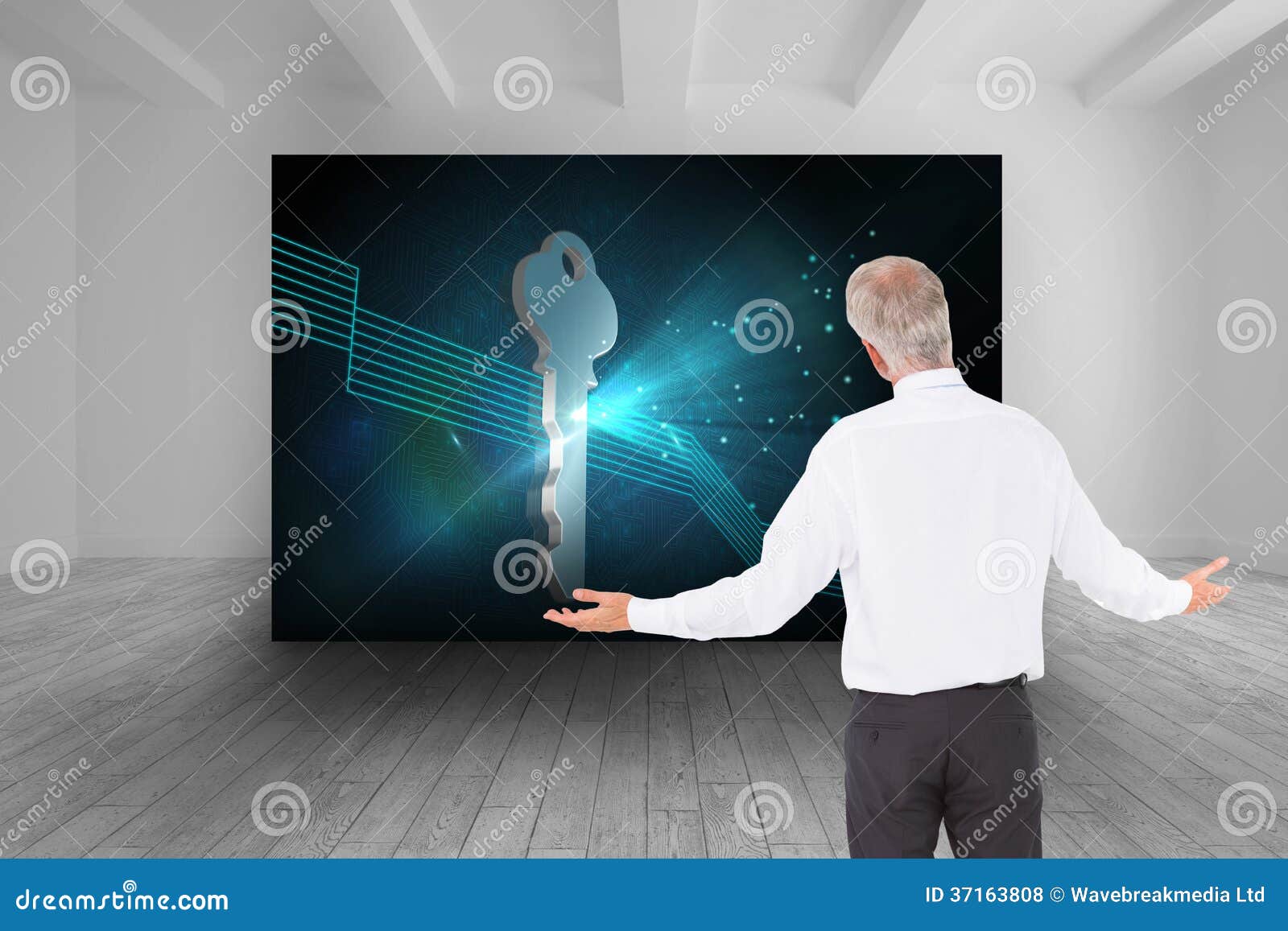 Rear View of Surprised Mature Businessman Posing Stock Photo - Image of ...