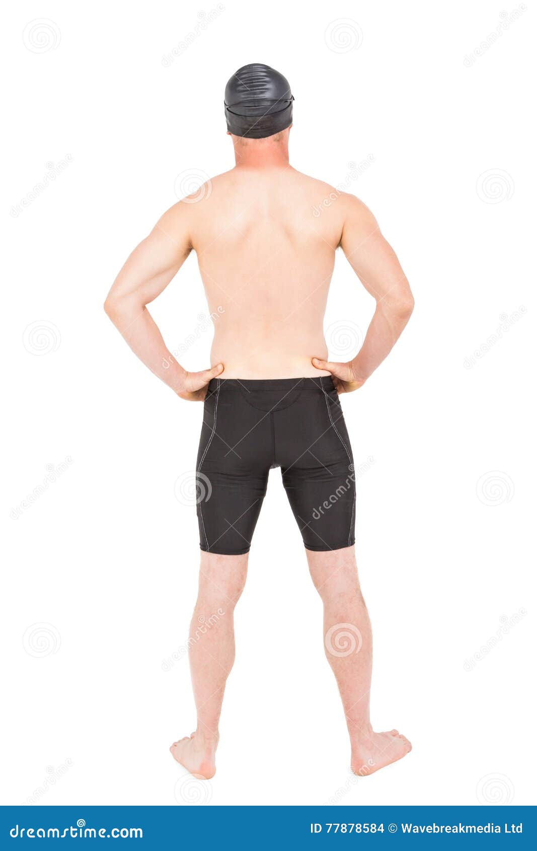 Rear View of Swimwear Standing Stock Photo - Image of sports, active ...