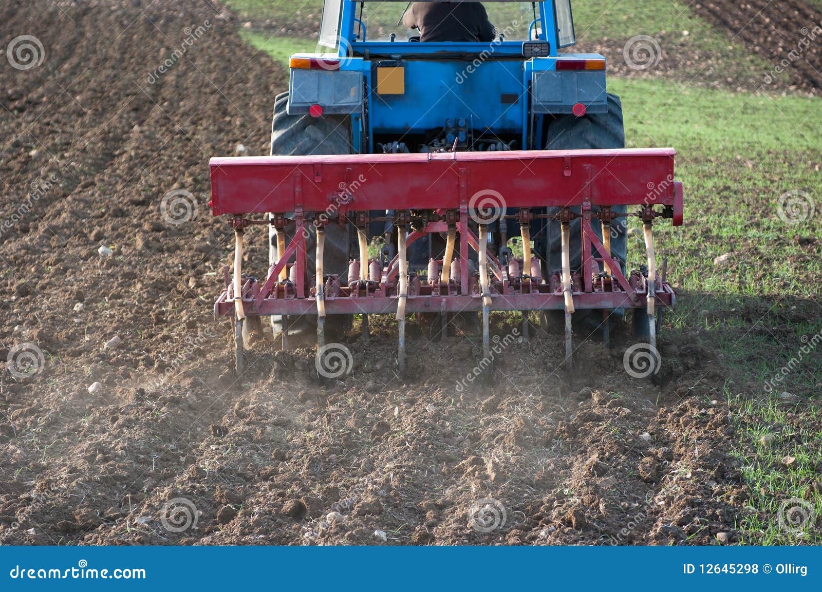 Rear View of Tractor with Plow Stock Photo - Image of green, farming ...