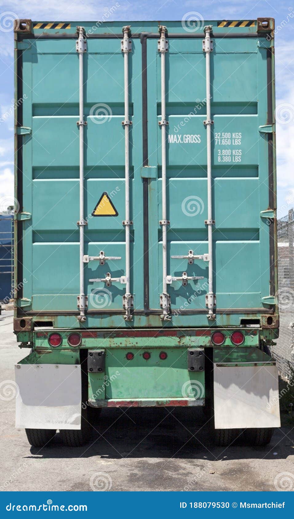 Rear View of Trucking Cargo Trailer. Stock Photo - Image of import ...