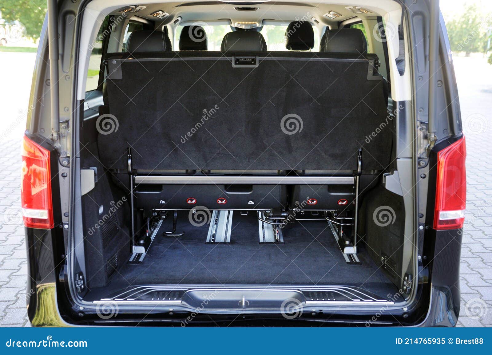 Rear View of the Trunk and Interior of a Business Class Minibus. Luxury ...