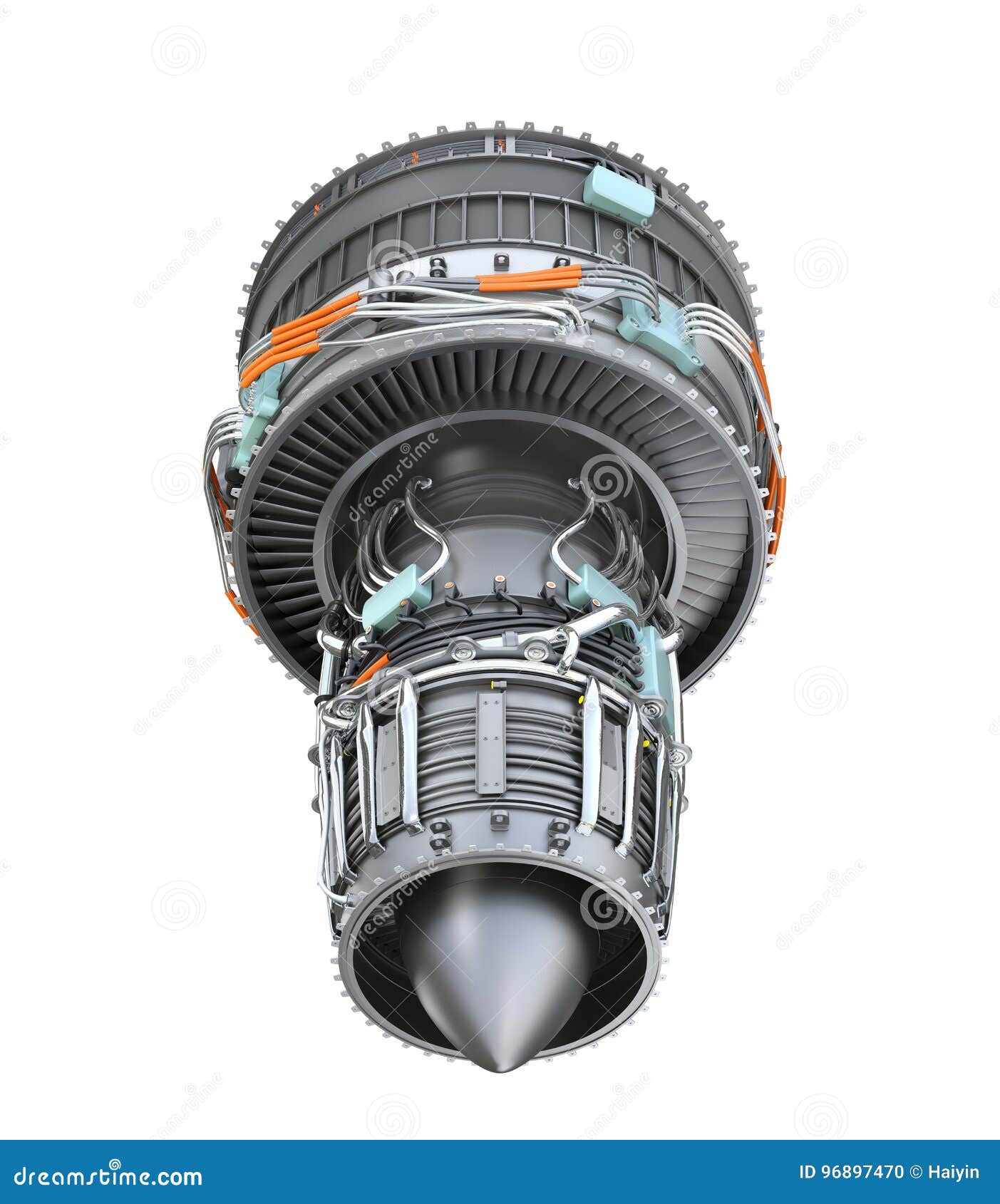 Rear View of Turbofan Jet Engine Isolated on White Background Stock ...