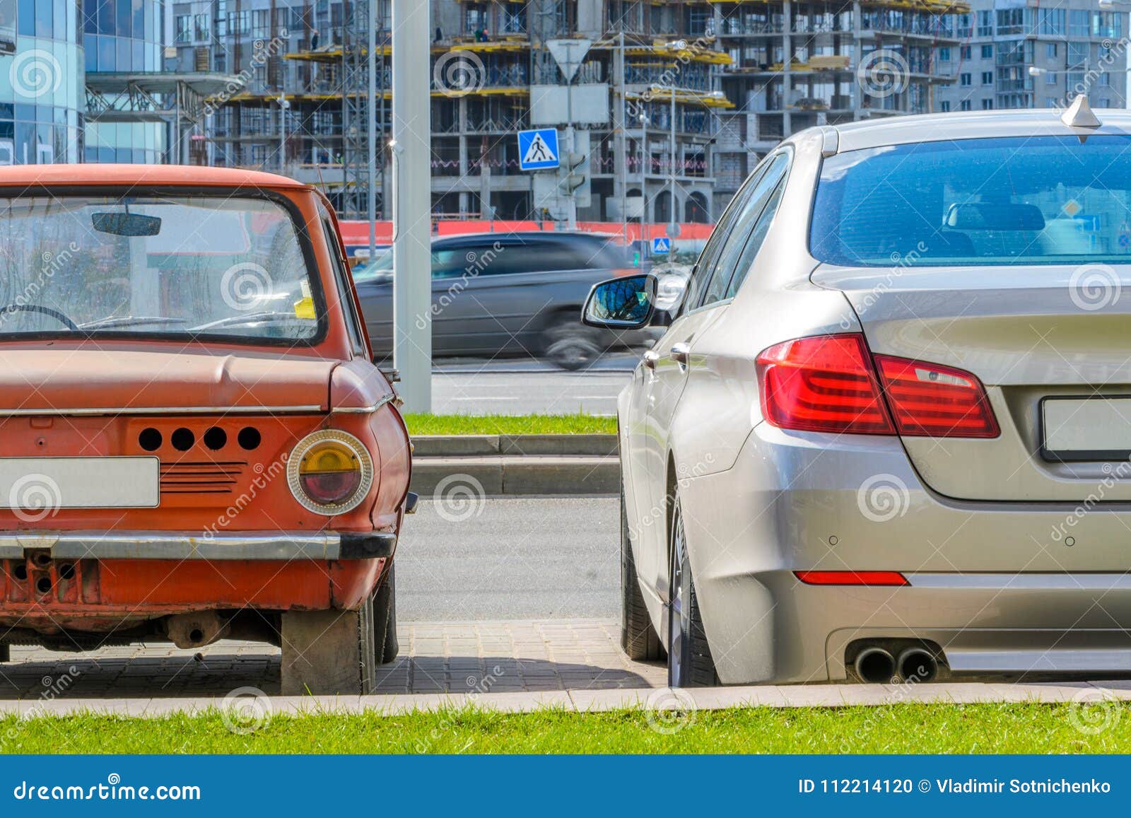 Rear view of two cars stock photo. Image of bumper, lamp - 112214120