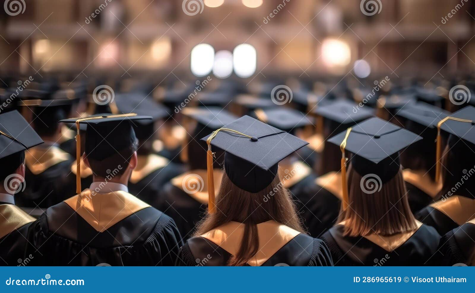 Rear View, University Graduates Honored in Graduation Ceremony Stock ...
