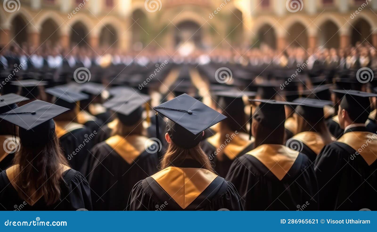 Rear View, University Graduates Honored in Graduation Ceremony Stock ...