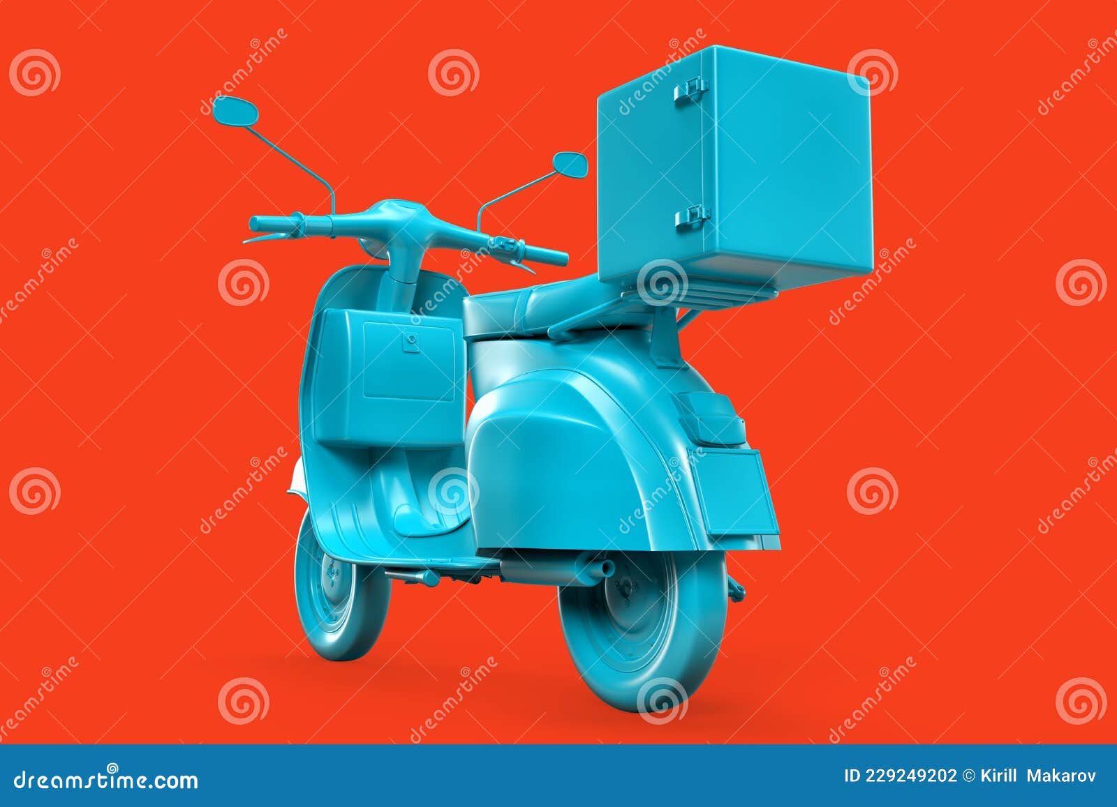 Rear View of Vintage Retro Scooter. 3D Illustration Stock Illustration ...