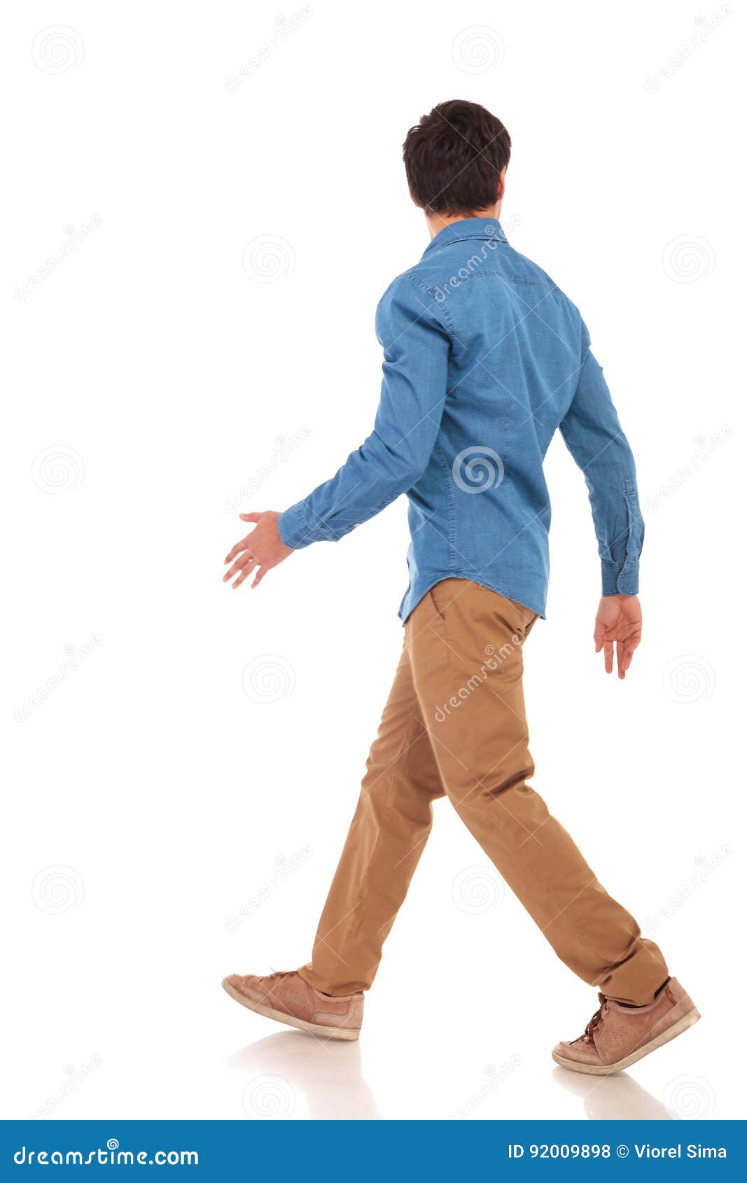 Rear View of a Walking Casual Man Looking To Side Stock Photo - Image ...
