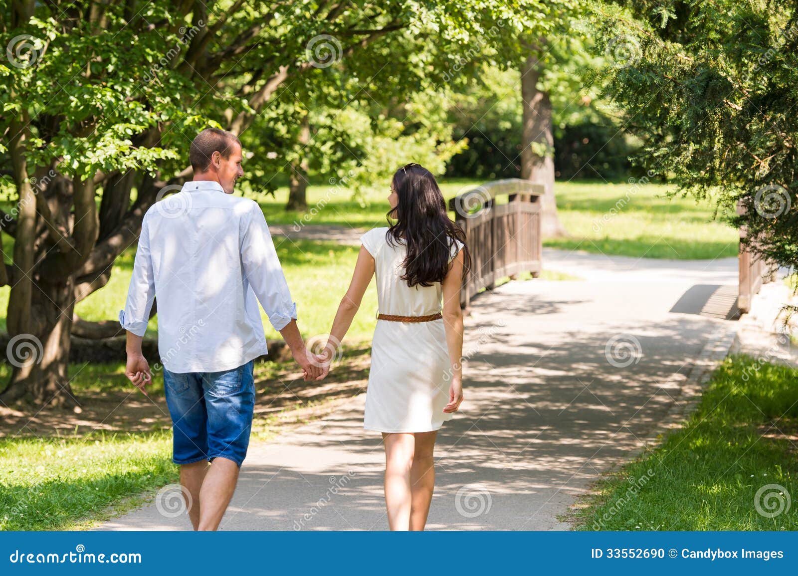 Rear View of Walking Couple in Park Stock Photo - Image of romantic ...