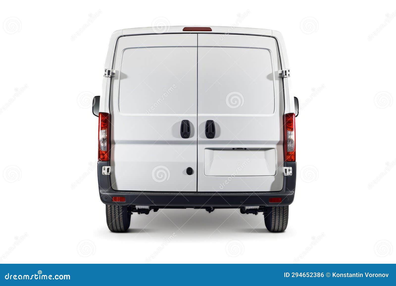 Rear View of a White Delivery Van Isolated on a White Background. Stock ...