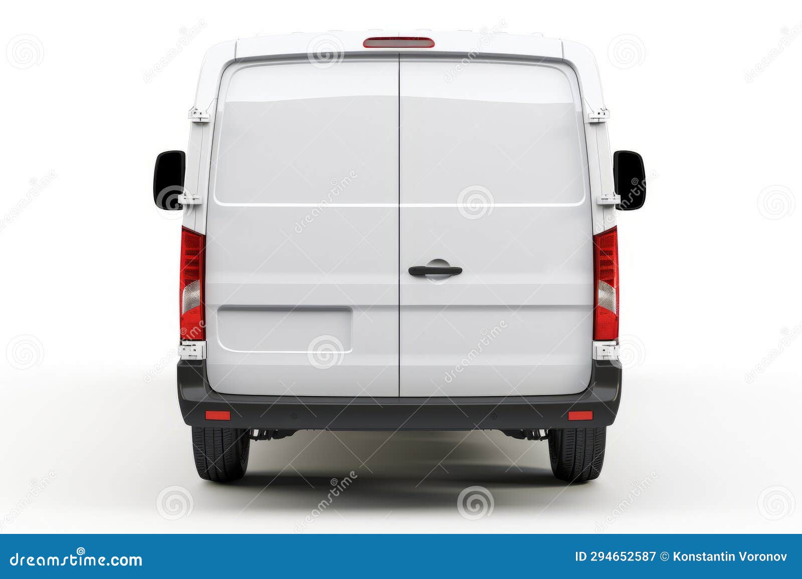 Rear View of a White Delivery Van Isolated on a White Background. Stock ...