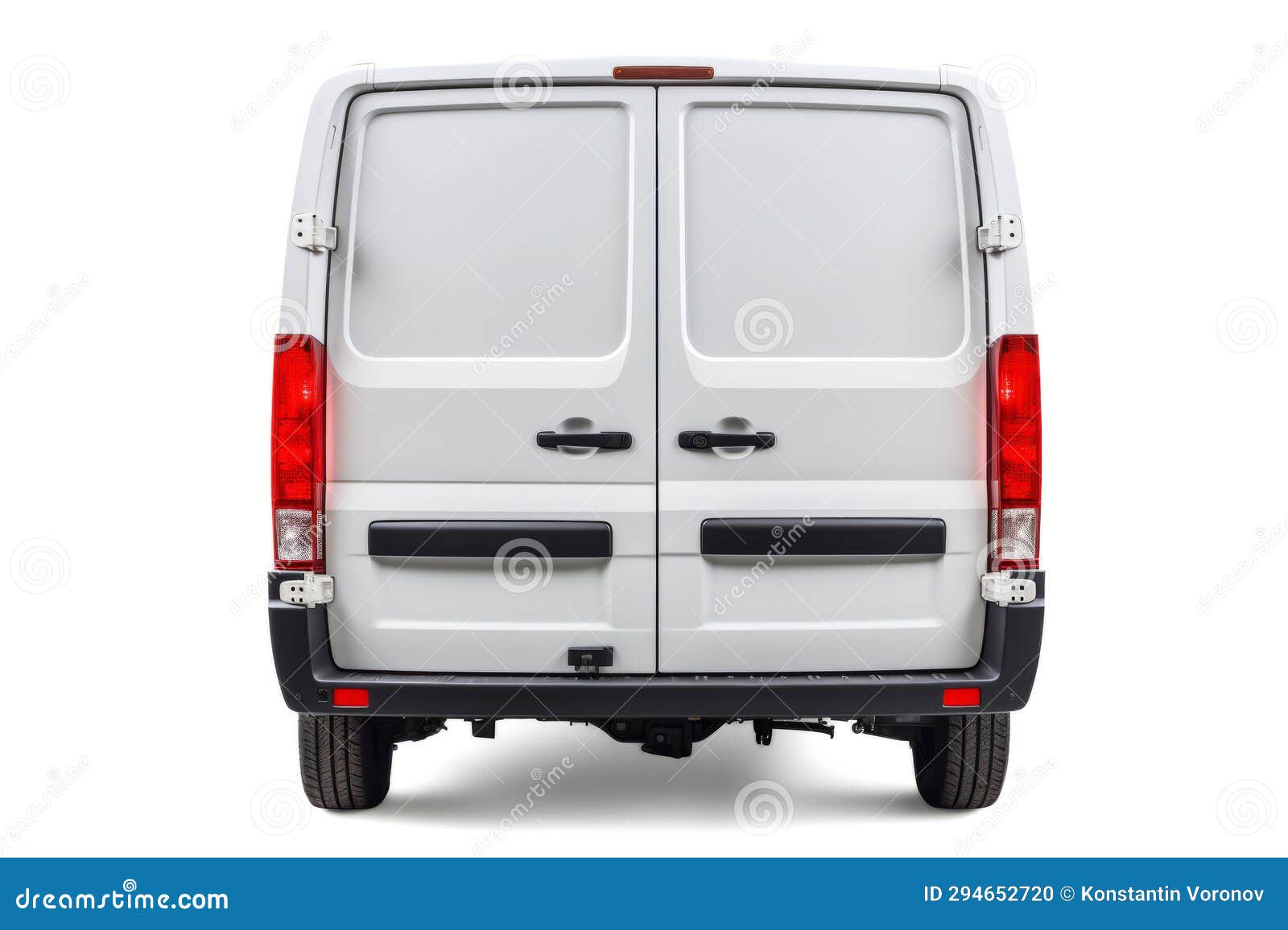 Rear View of a White Delivery Van Isolated on a White Background. Stock ...