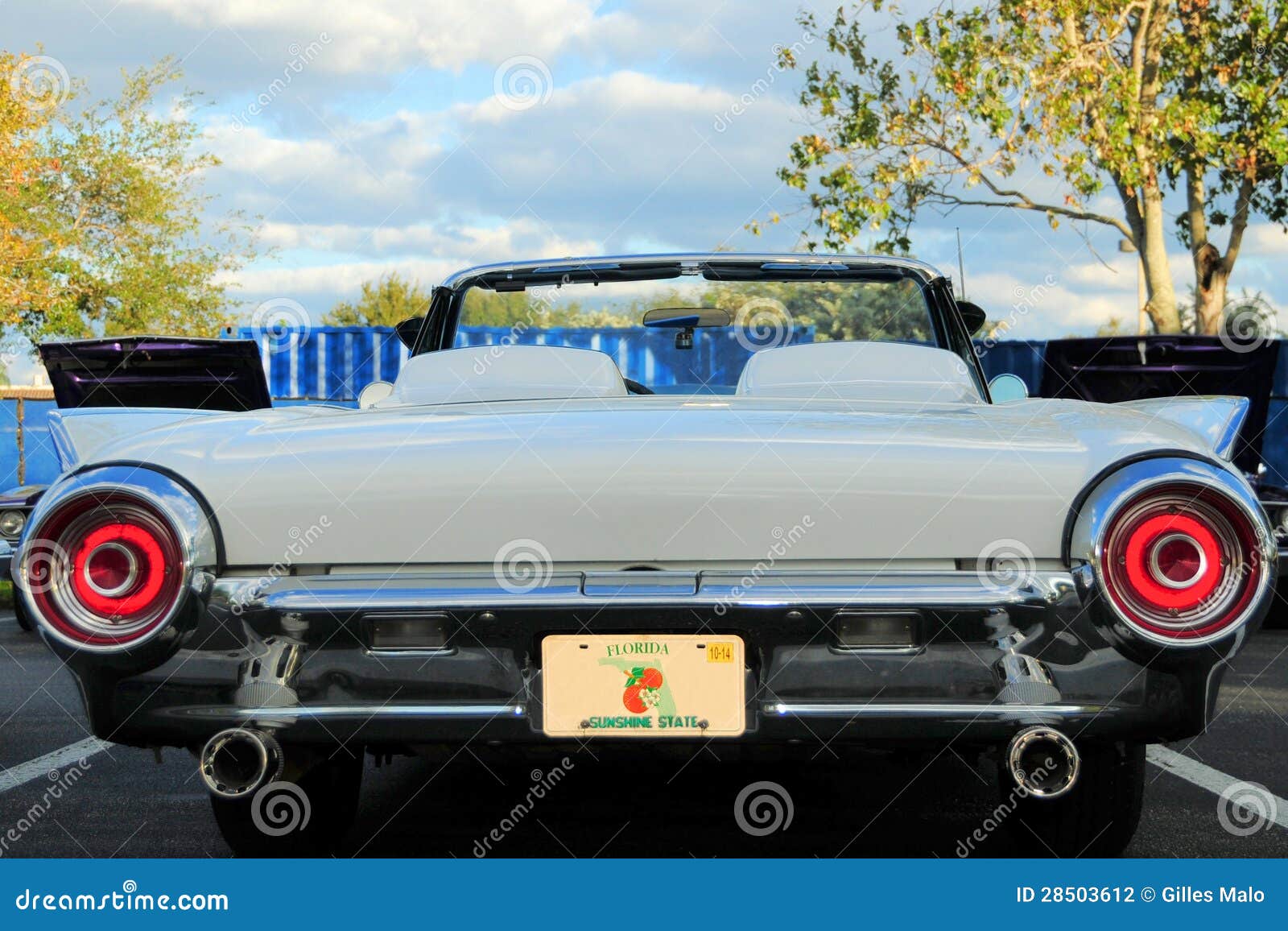 Rear View of White Sports Car Stock Photo - Image of ride, convertible ...