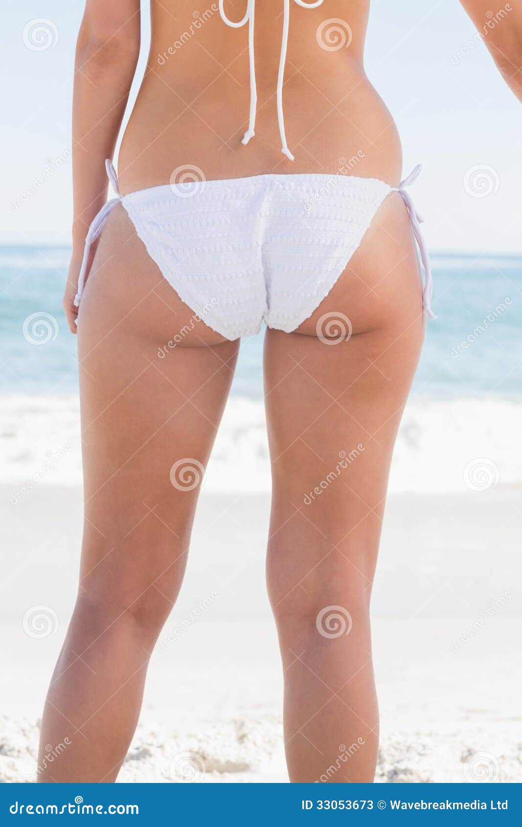 Rear View Of Woman In Bikini Looking At Sea Stock Image Image Of