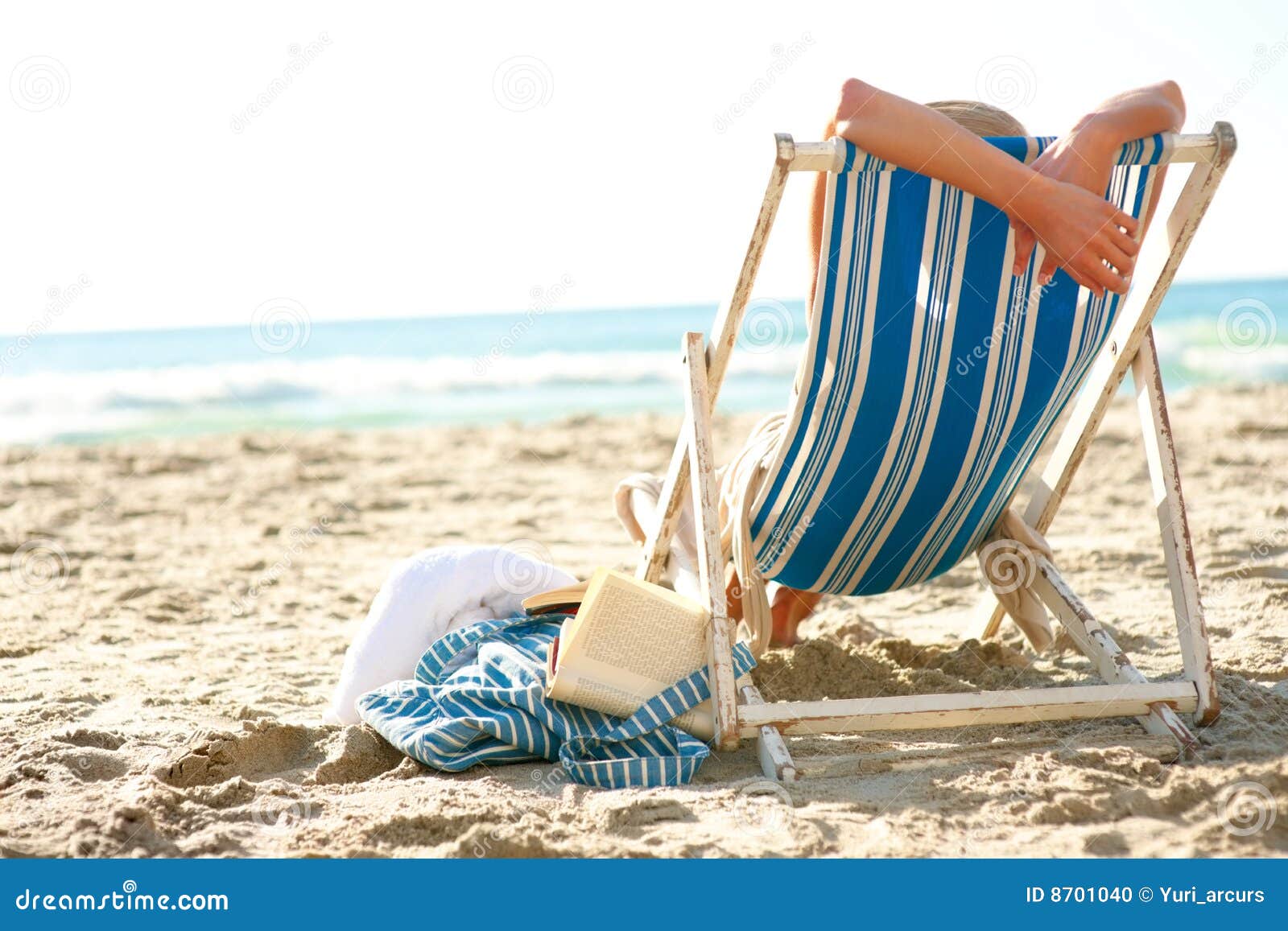 Rear View of a Woman Relaxing by the Beach Stock Photo - Image of adult ...
