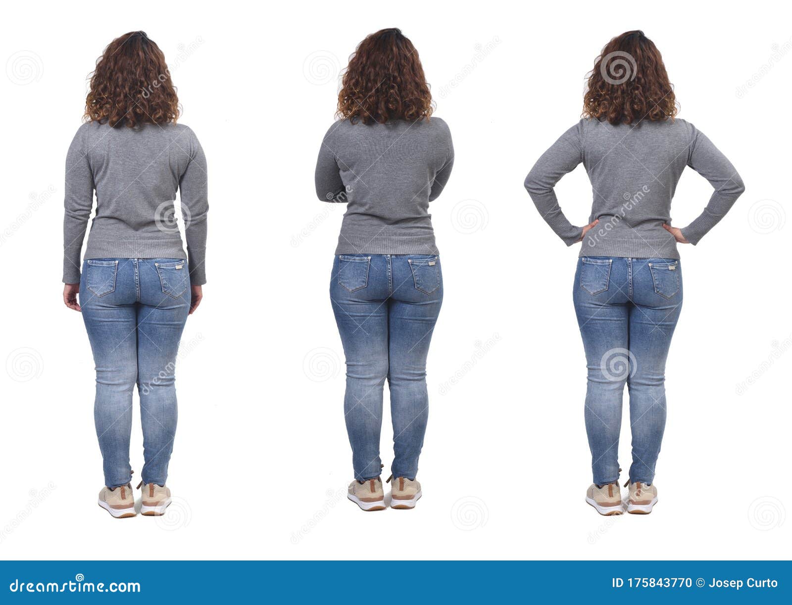Rear View of a Woman with Various Poses Stock Photo - Image of length ...
