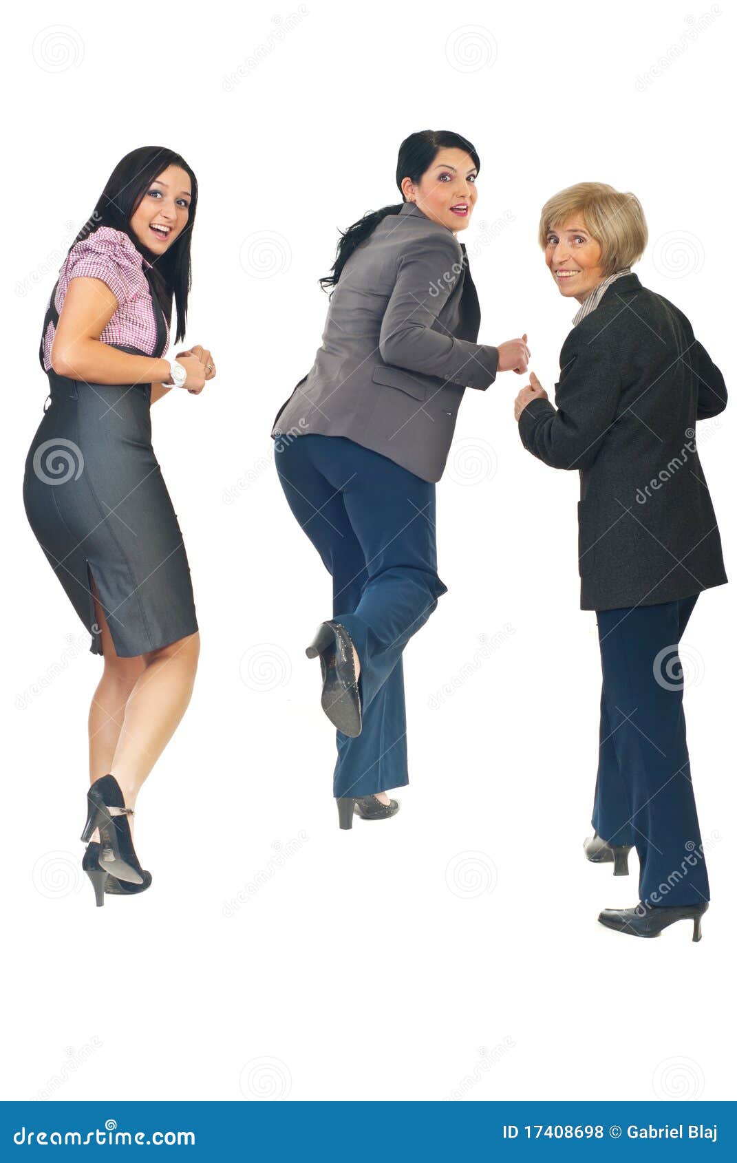 Rear View of Women Running and Looking Back Stock Photo - Image of ...