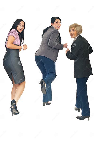 Rear View of Women Running and Looking Back Stock Photo - Image of ...