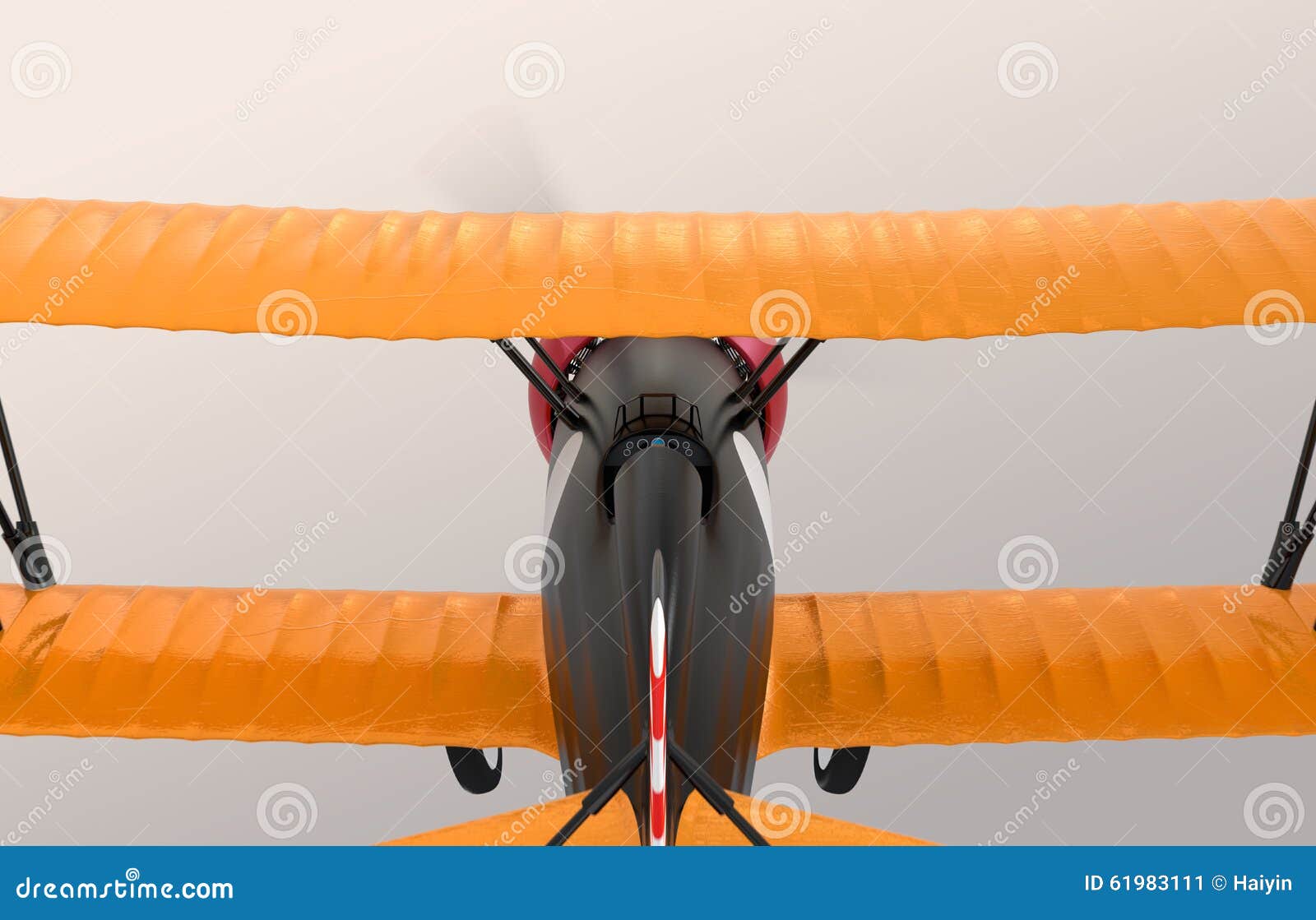 Rear View of Yellow and Black Biplane Flying in the Sky Stock Image ...