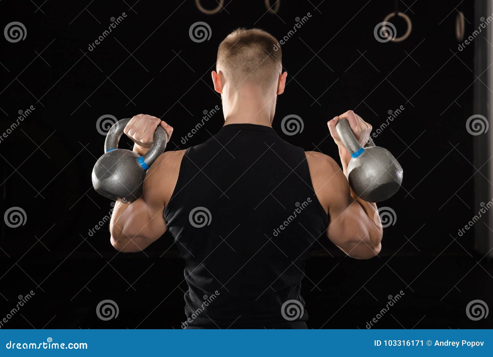 Man Doing Exercise with Kettle Bell Stock Image - Image of heavy ...