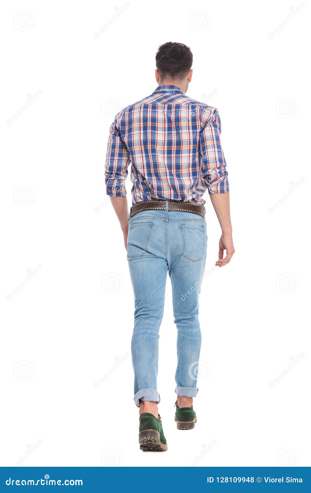 Rear View of Young Casual Man Walking Stock Photo - Image of happy ... Rear View of Young Casual Man Walking Stock Photo - Image of happy ...