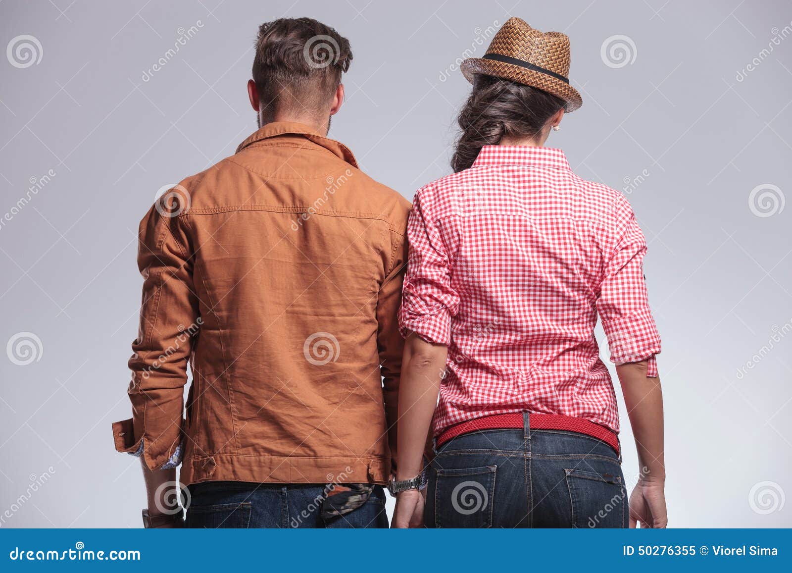 Rear View of a Young Couple Posing Stock Image - Image of attractive ...