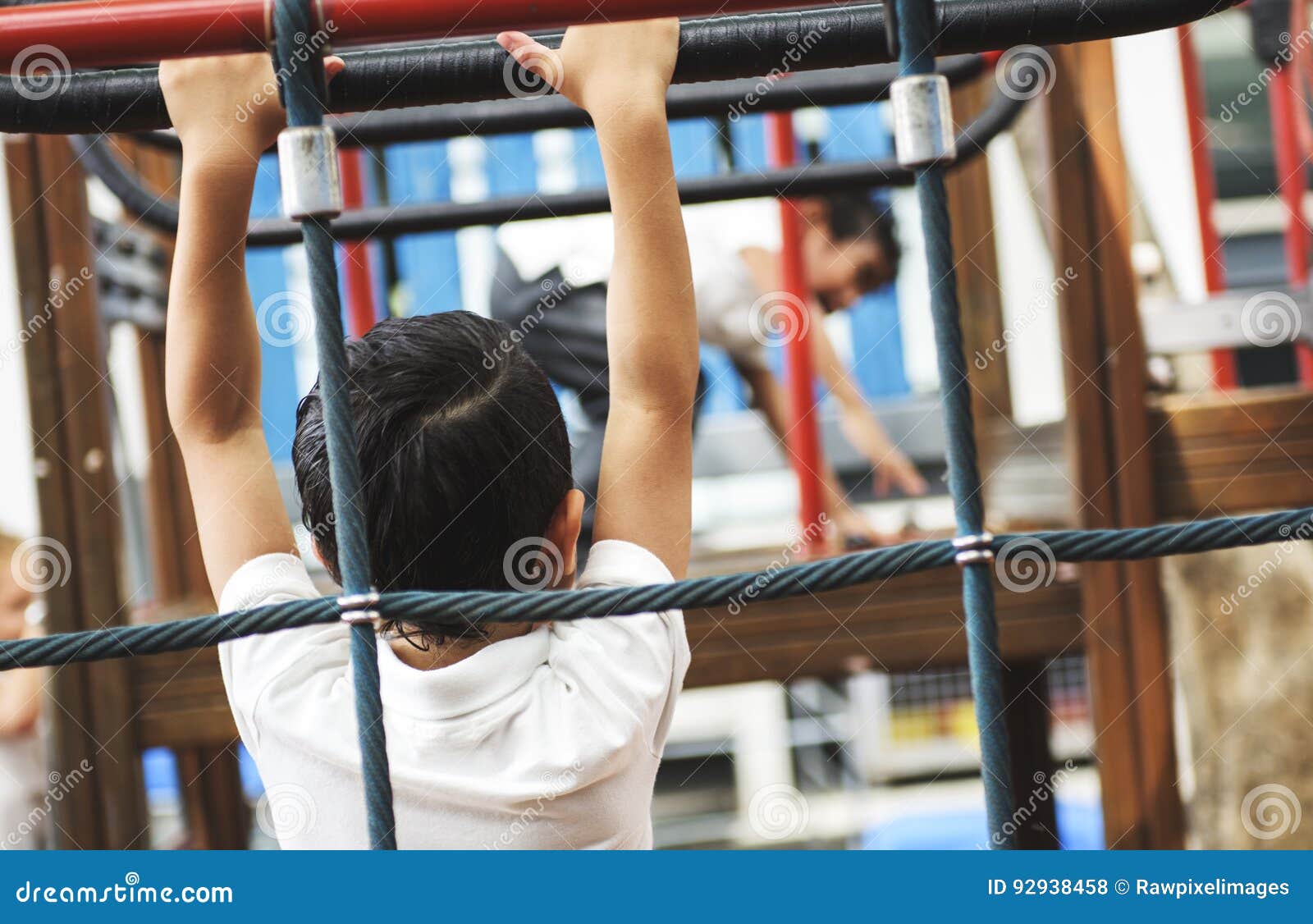 Rear View of Young Kindergarten Boy at Playground Stock Photo - Image ...
