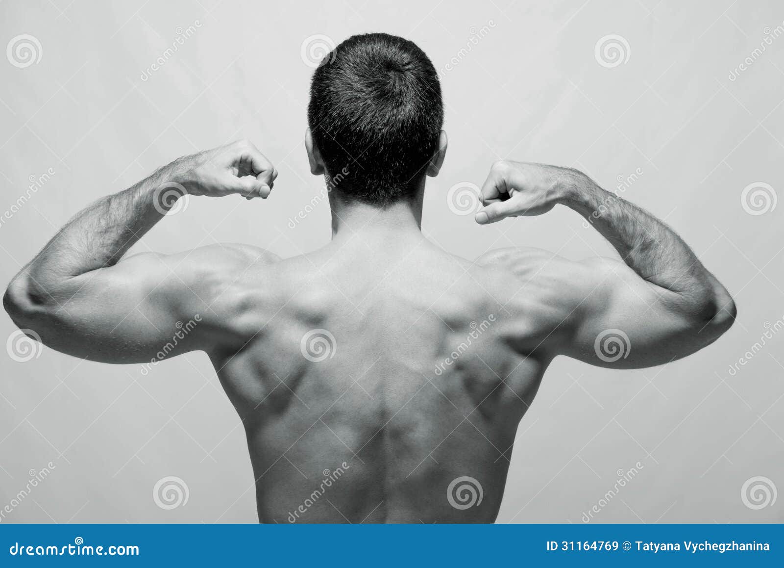 Rear View of a Young Male Bodybuilder Stock Image - Image of body ...