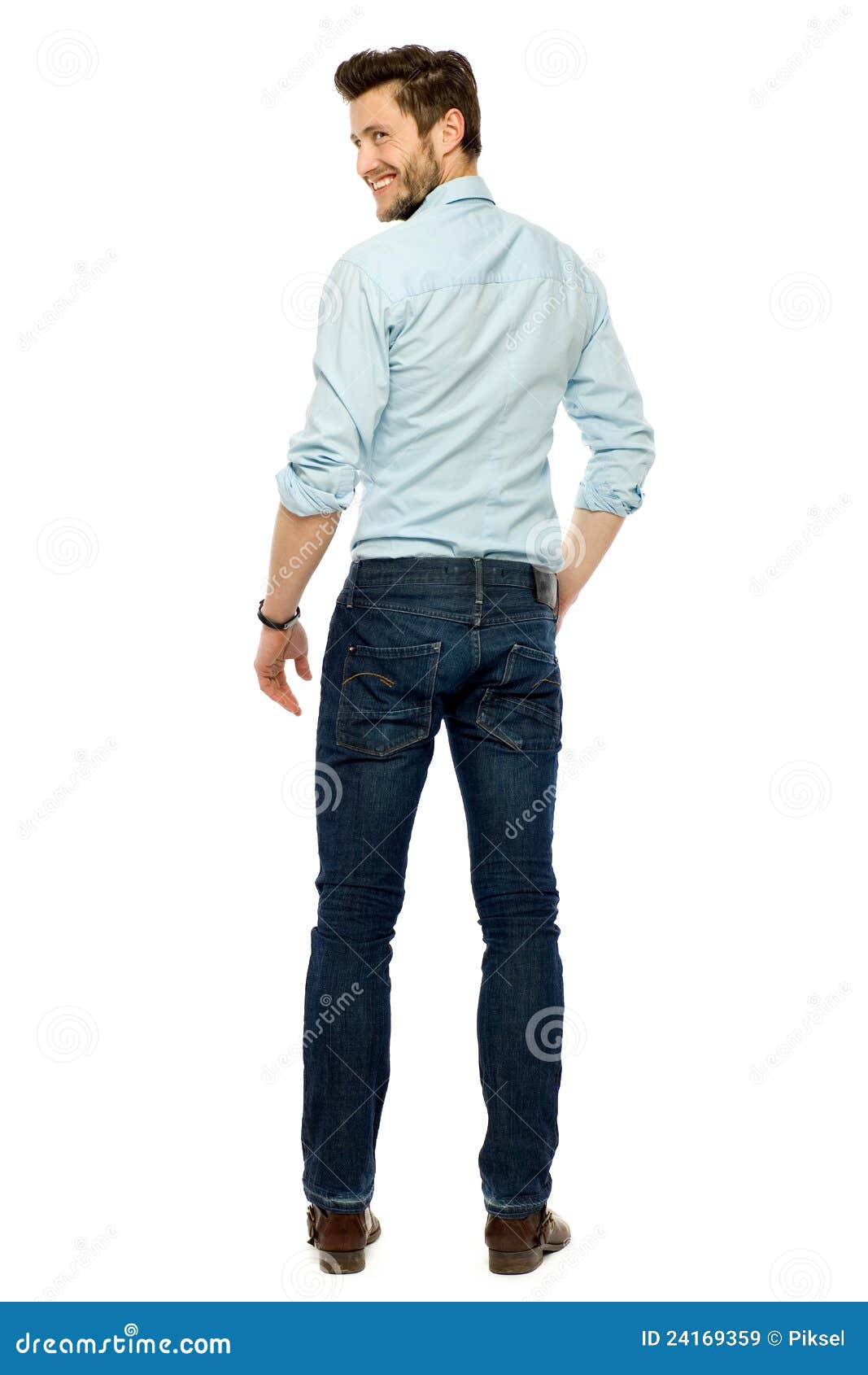 Rear View Of Young Man Standing Stock Image - Image of length, view ...