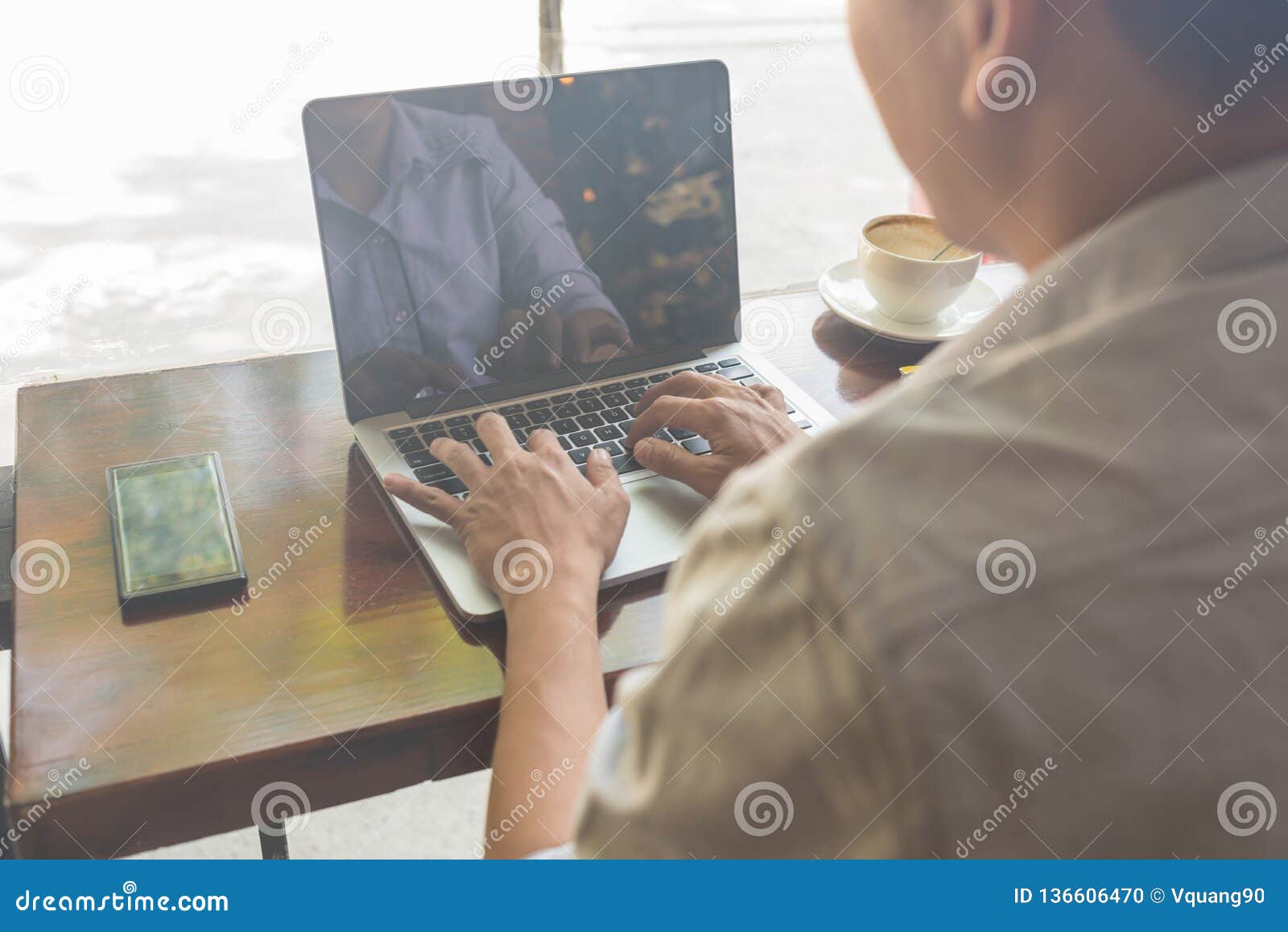 Rear View of Young Student Studying on Laptop Stock Photo - Image of ...