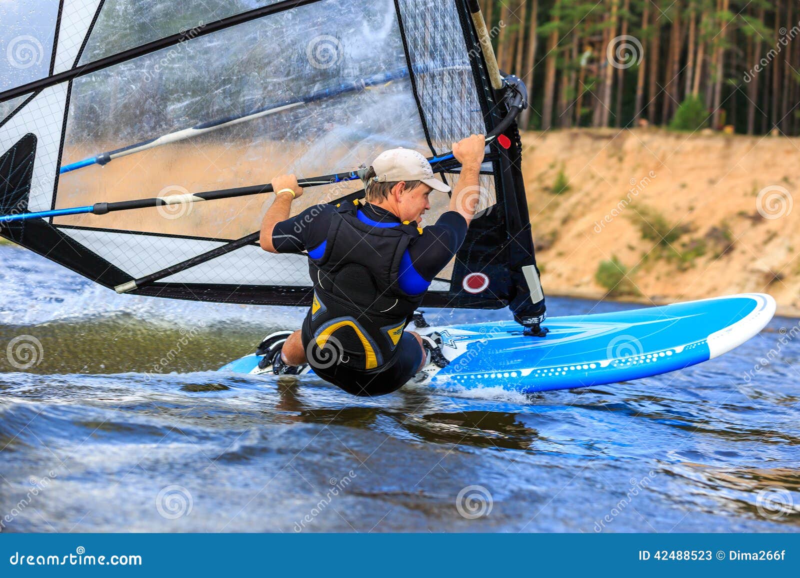 Rear View of Young Windsurfer Close-up Stock Image - Image of athletic ...