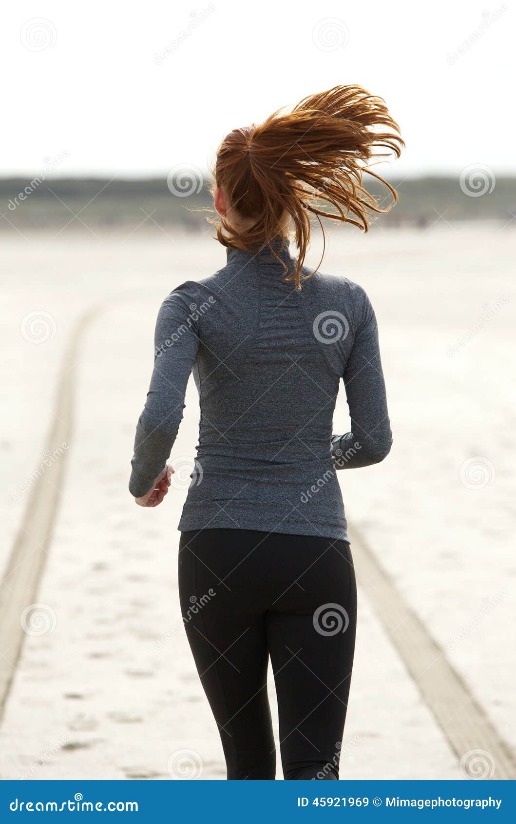 Rear View Young Woman Running Stock Image - Image of girl, active: 45921969