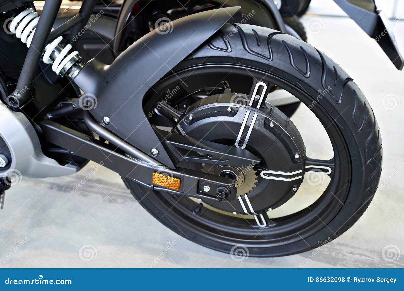 Rear Wheel Electric Motorcycle with Engine Inside Stock Photo - Image ...