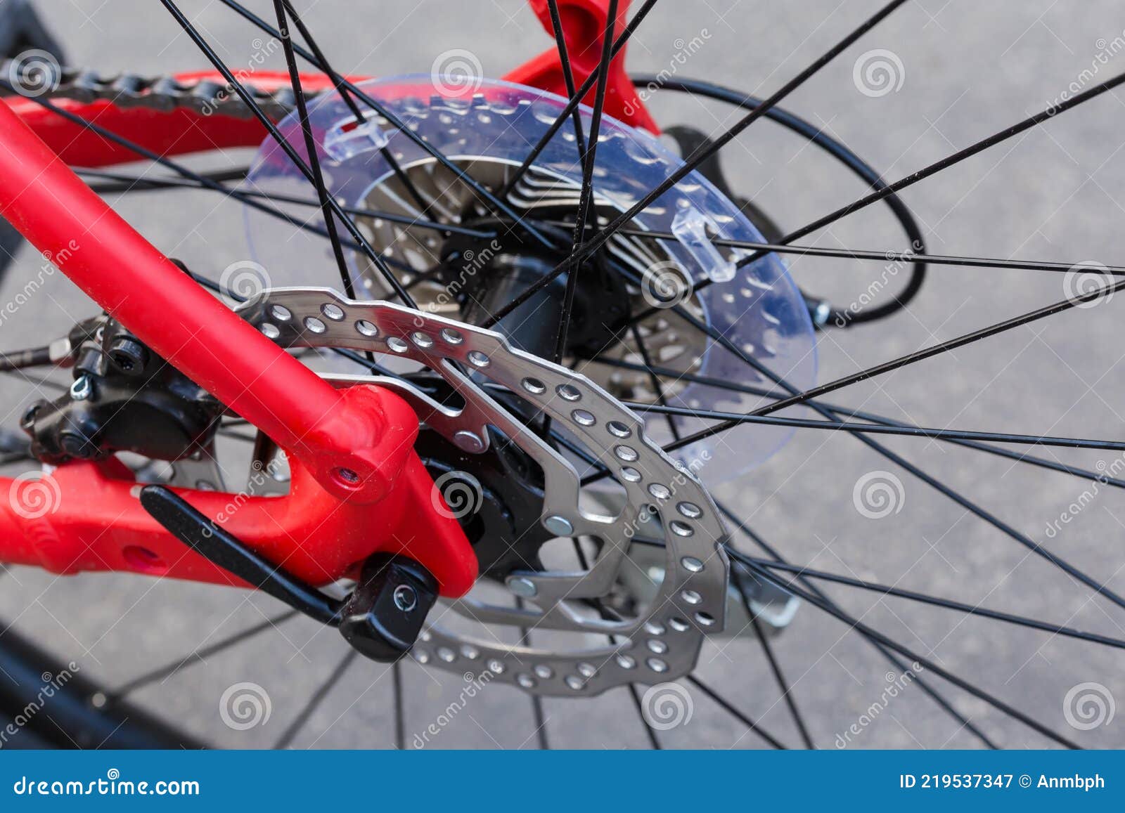Rear Wheel Hub with Disk Brake and Sprockets of Bicycle Stock Image ...