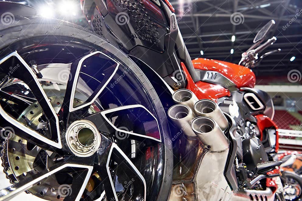 Rear wheel of motorcycle stock photo. Image of machine - 321437350