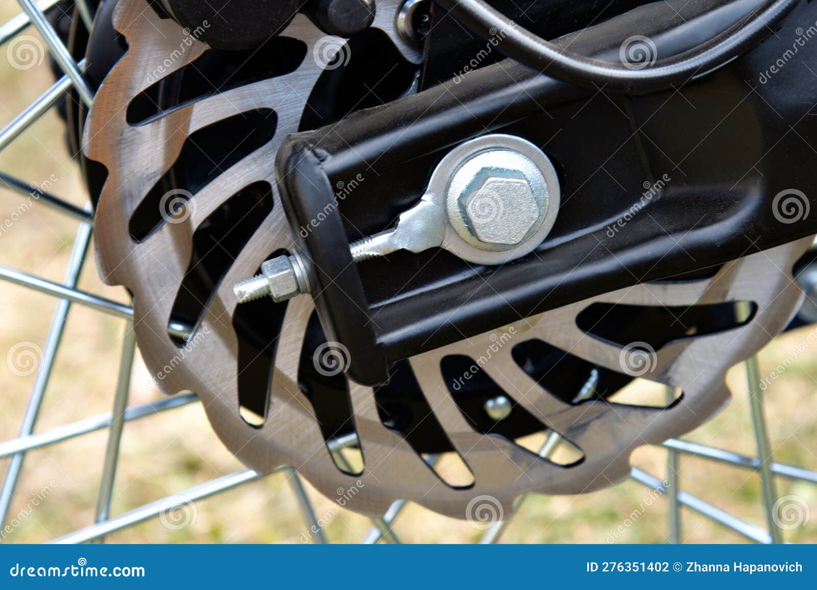 Rear Wheel of a Motorcycle Close-up. Hub with Brake Disc Stock Photo ...