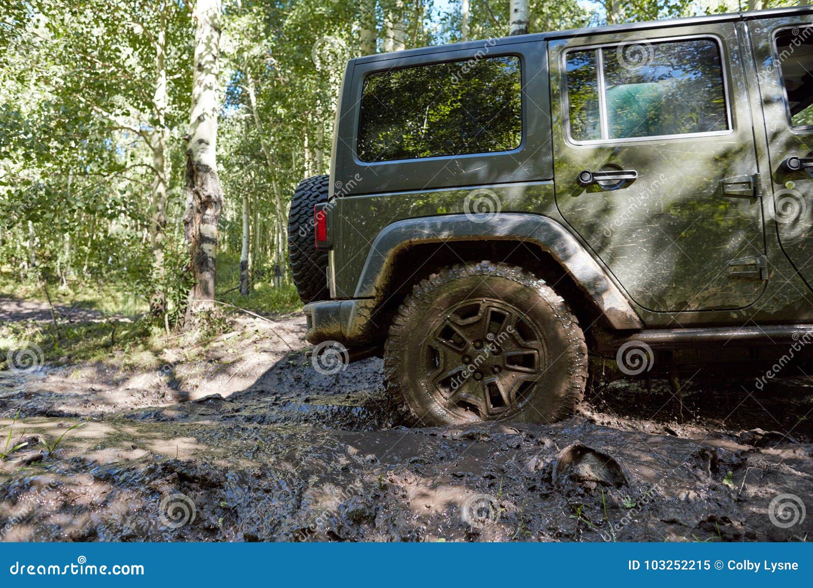 Rear Wheel of a 4WD Bogged Down in Soft Mud Stock Image - Image of ...