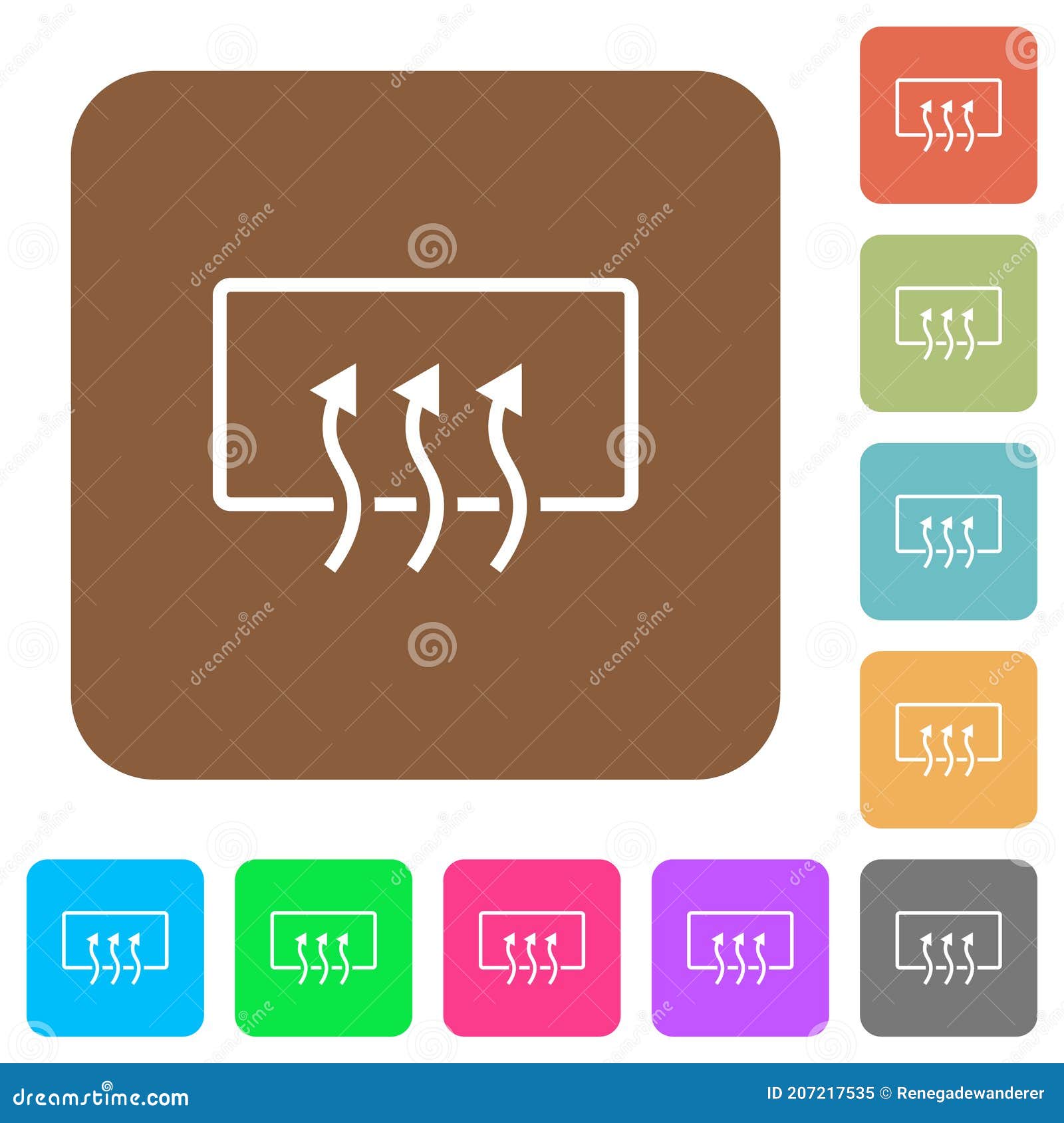 Rear Window Defrost Rounded Square Flat Icons Stock Vector - Illustration of windscreen, flat ...