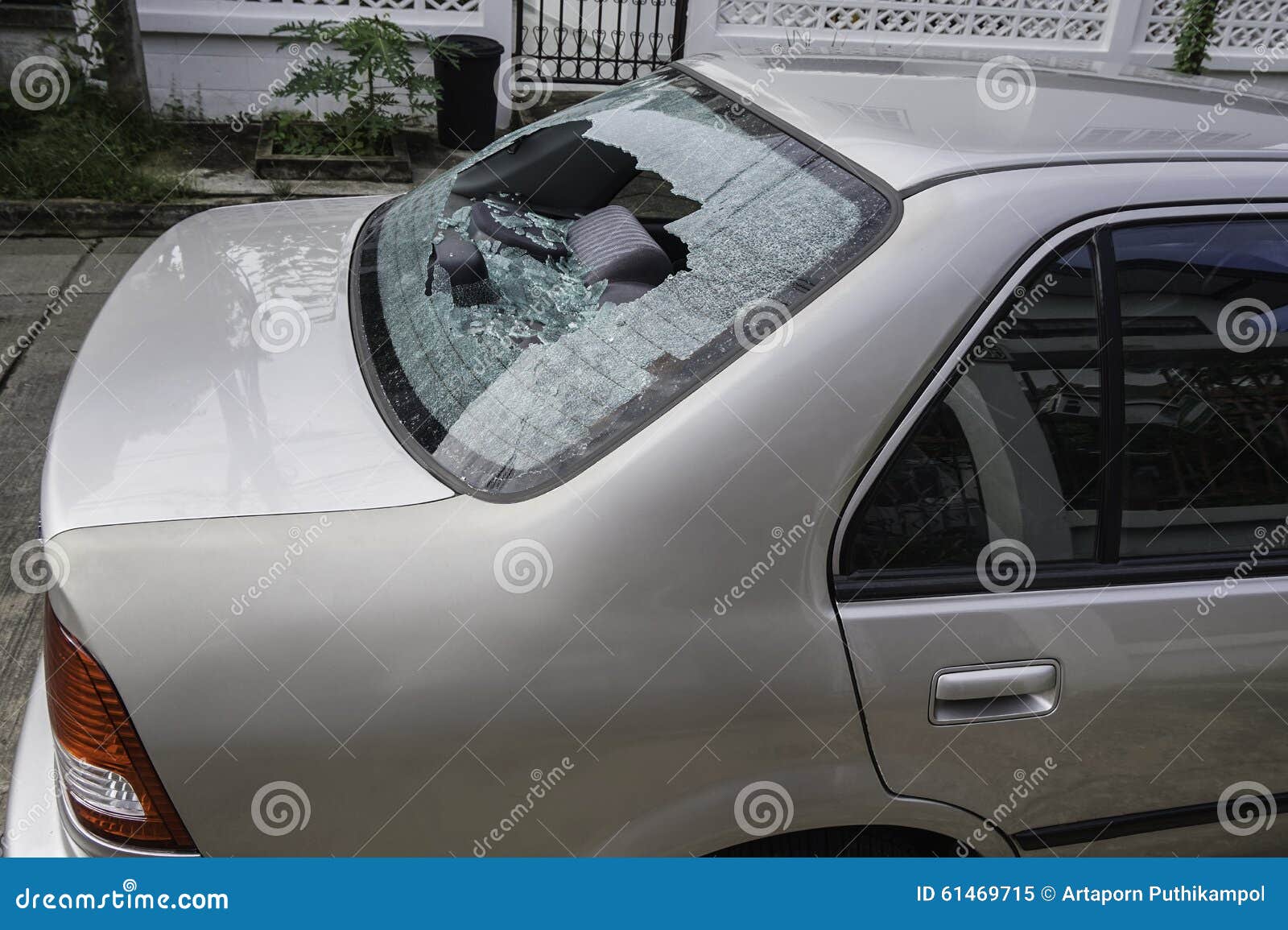 Rear Windscreen of the Case Was Badly Smashed Stock Image - Image of ...
