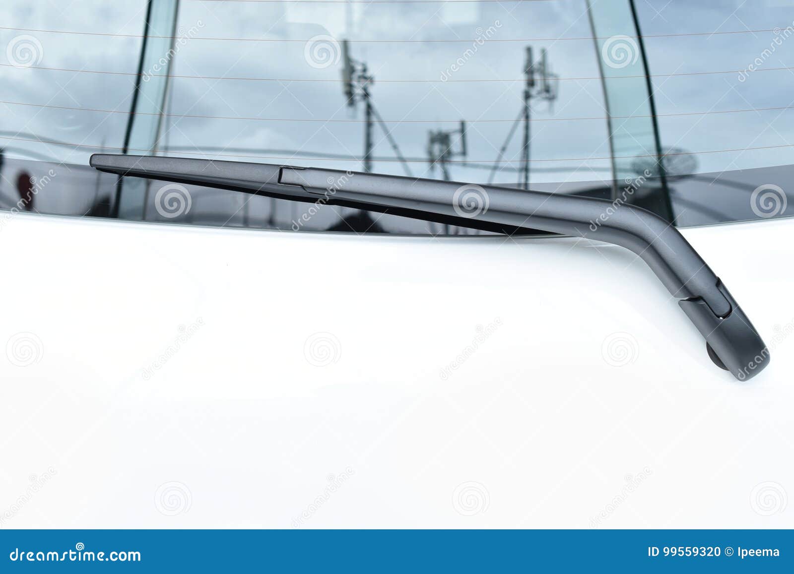 Rear Windshield Wiper Blade on Glass Stock Photo - Image of closeup ...