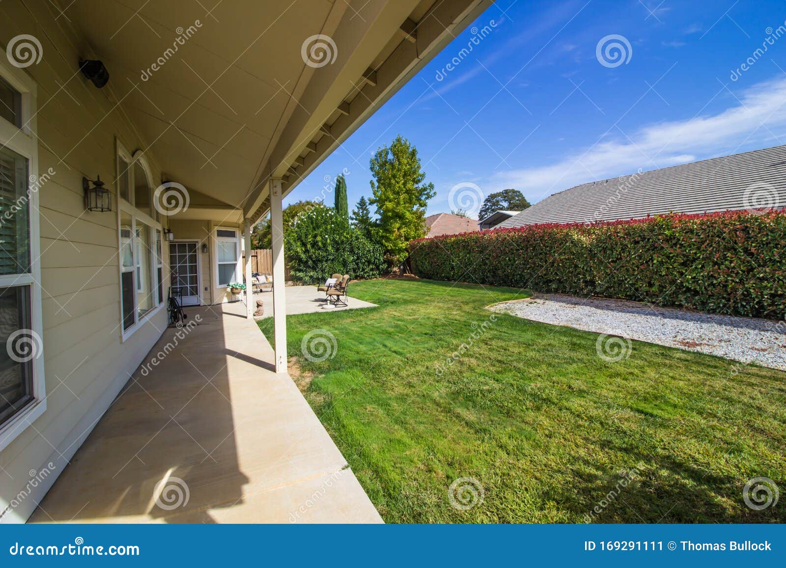 Rear Yard Setting of Modern Home Stock Image - Image of door, eaves ...