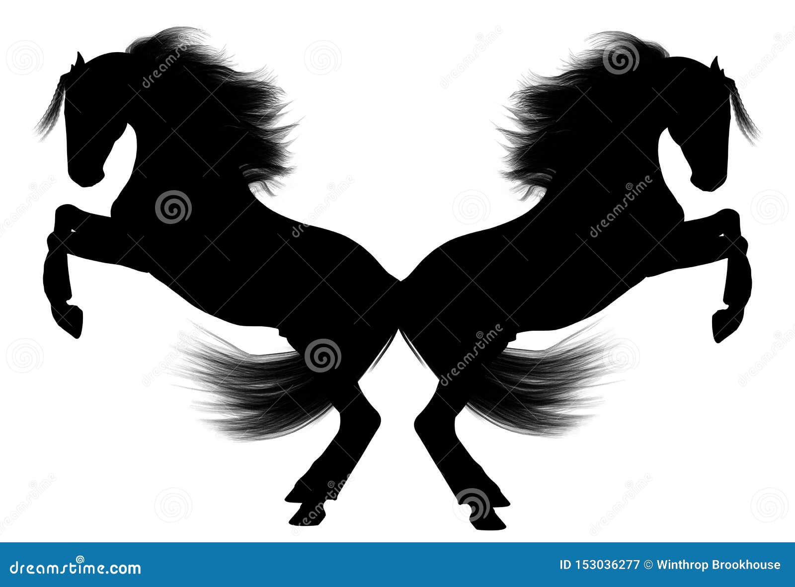 Rearing Horses In Silhouette Cartoon Vector | CartoonDealer.com #1406287