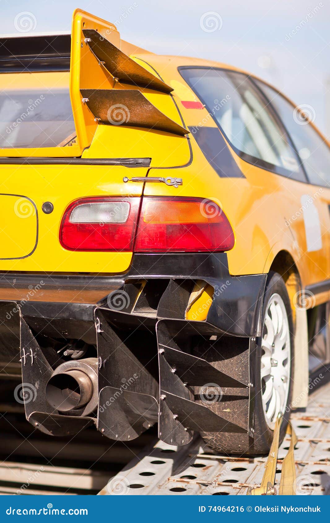 Rearlights of Yellow Sport Car with Black Diffuser Stock Photo - Image ...