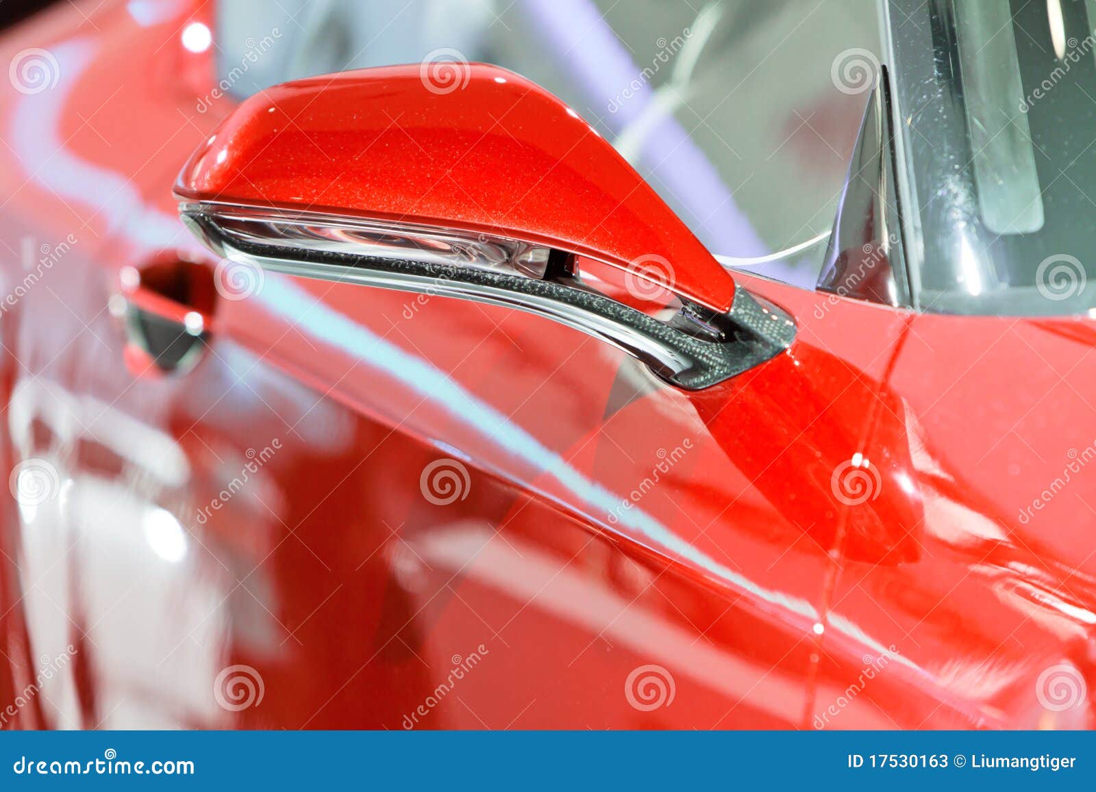The Rearview Mirror of a Red Car Stock Image - Image of colour, color ...