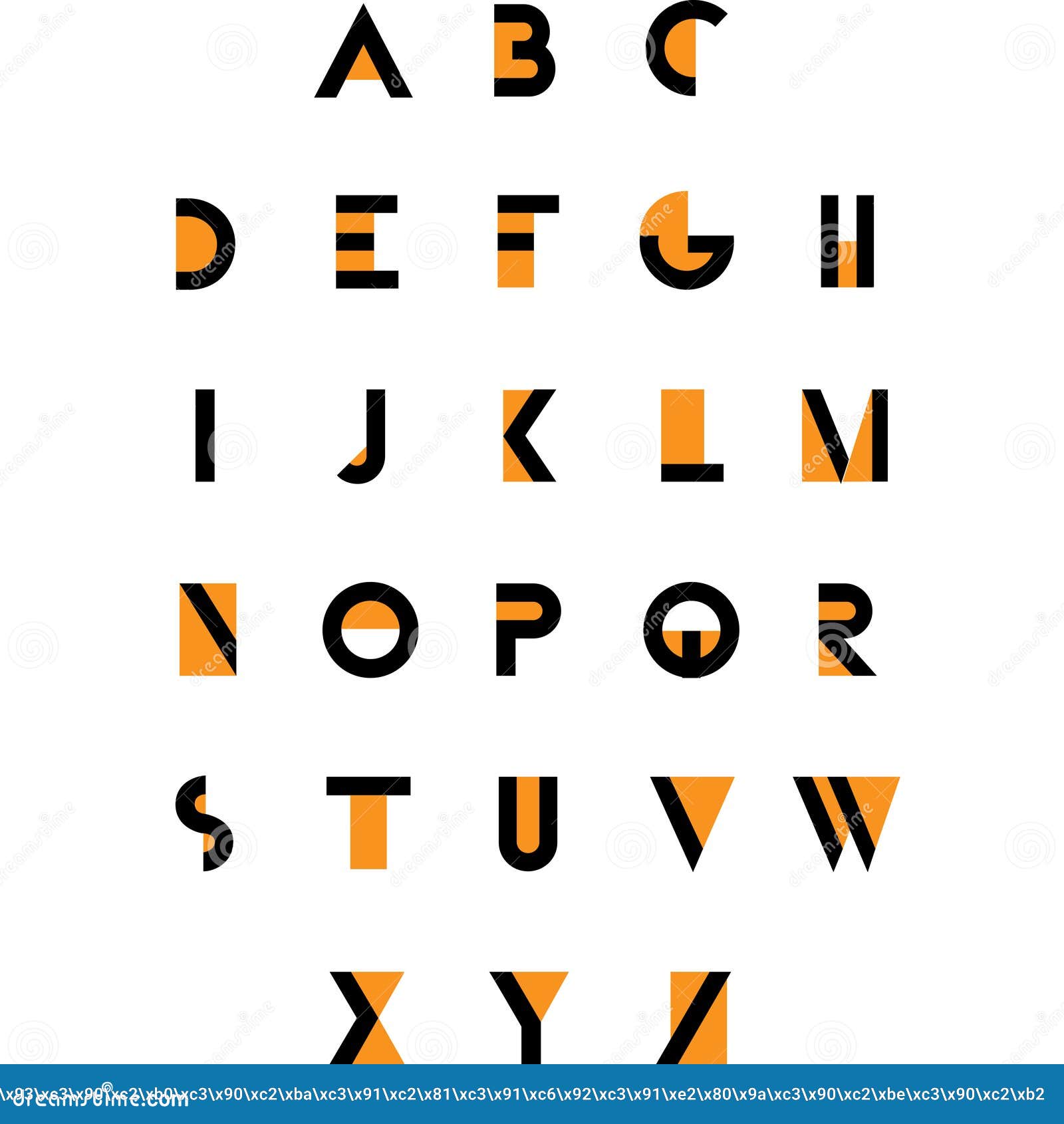 Reative English Alphabet. Font in the Style Minimalism. Stock Vector ...