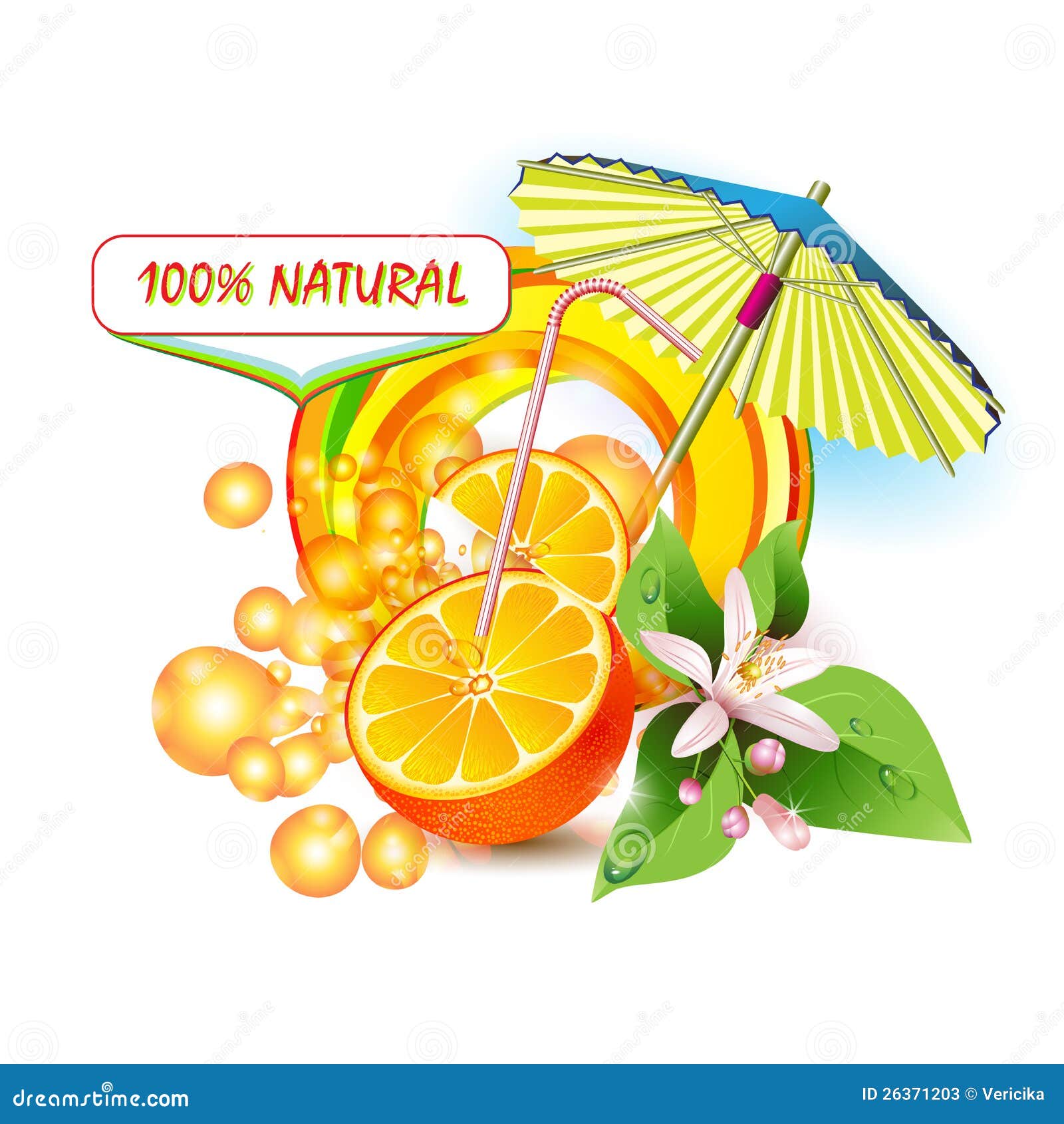 Rebana La Naranja Con Las Flores Ilustración del Vector - Ilustración ...