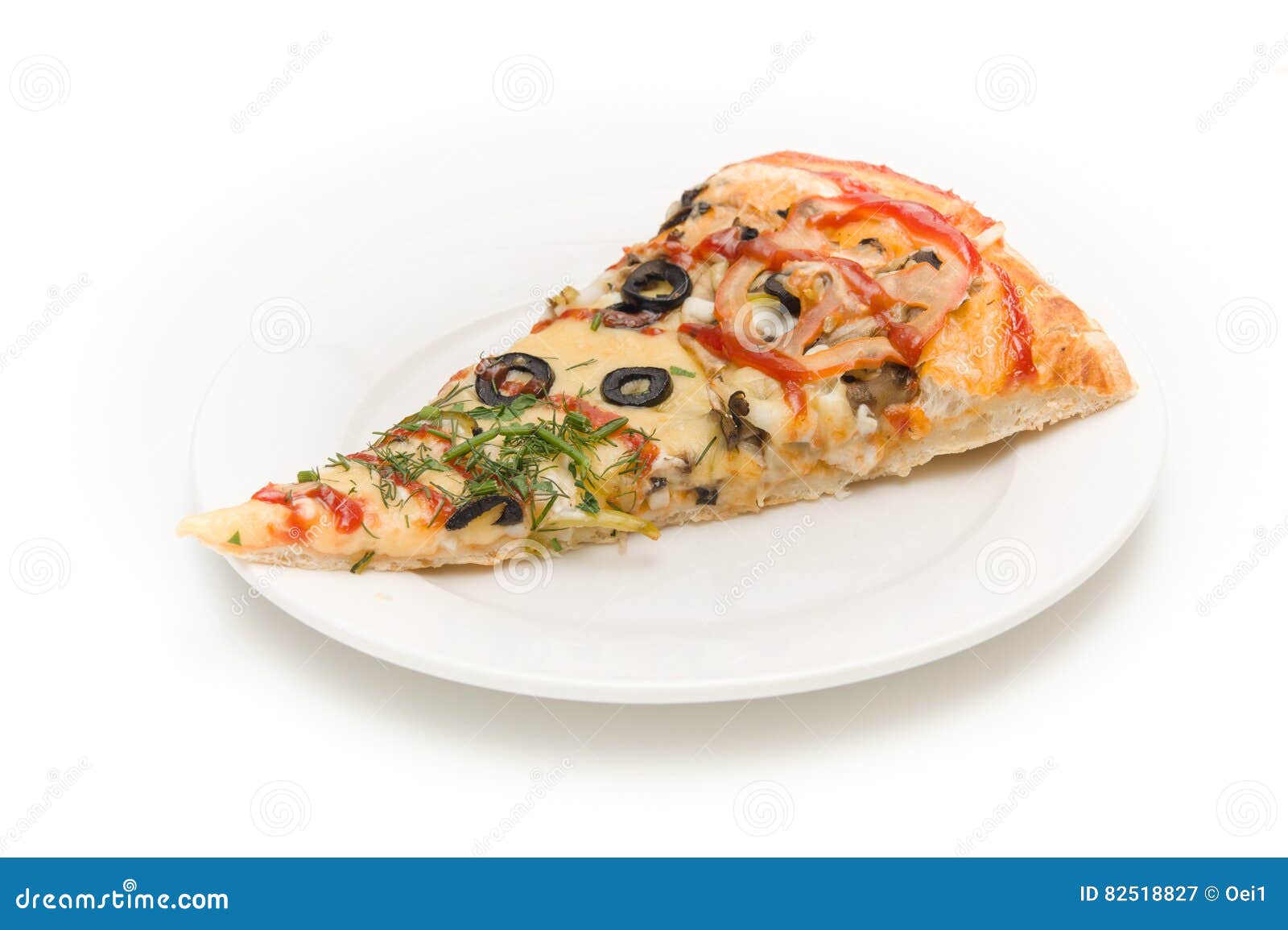 Rebanada De Pizza En Una Placa Blanca Imagen de archivo - Imagen de ...
