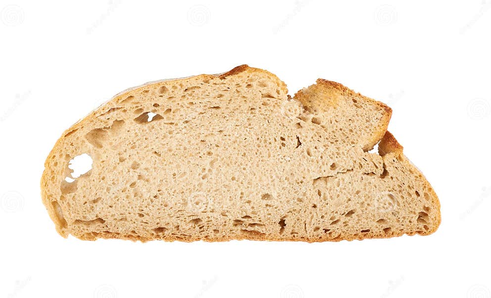 Rebanada de un pan aislado imagen de archivo. Imagen de redondo - 45909723
