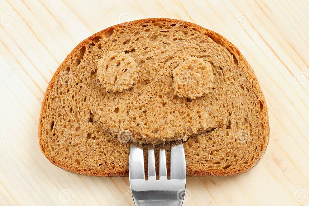 Rebanada Del Pan Como Cara Sonriente Foto de archivo - Imagen de coma ...