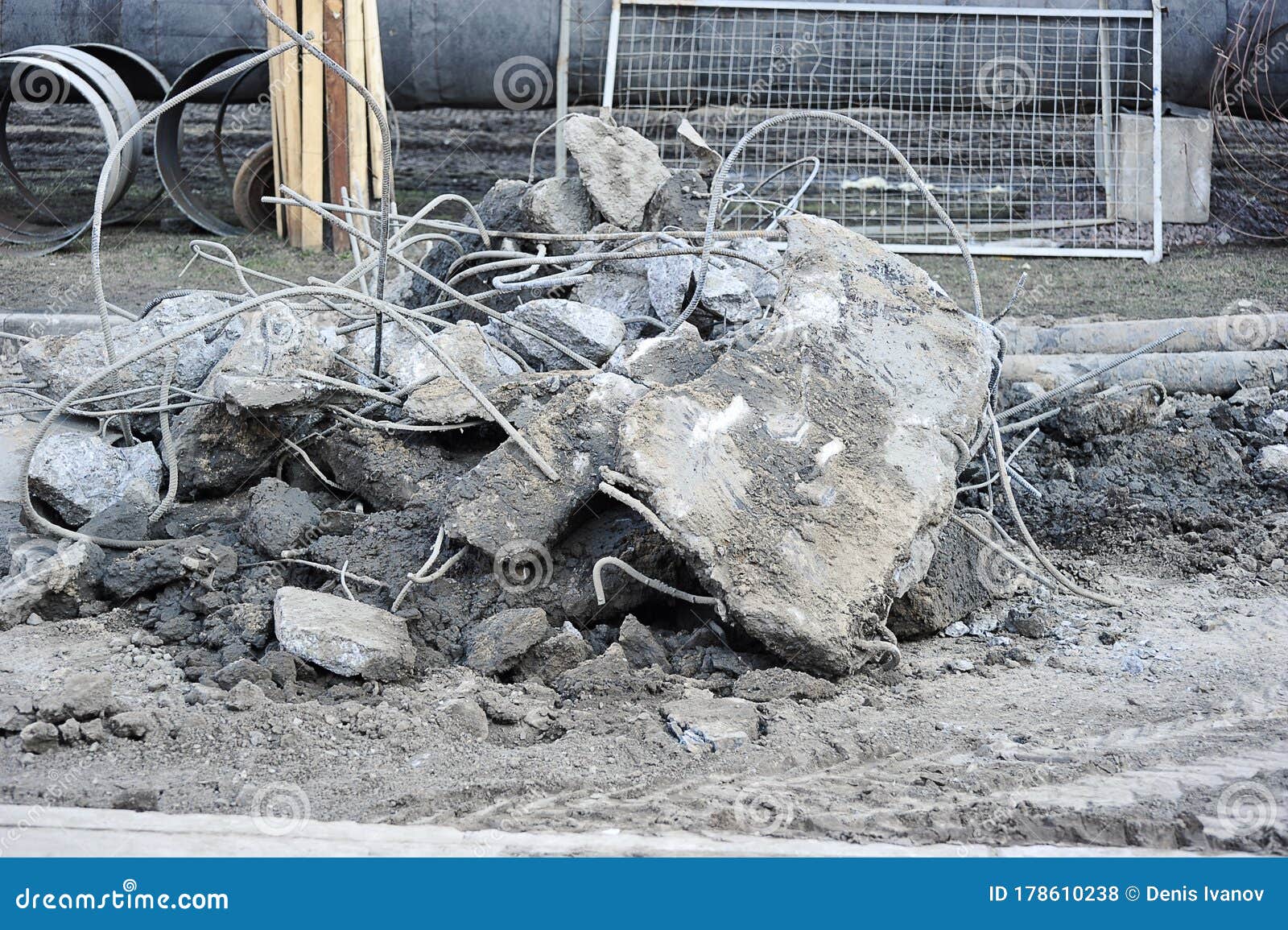 Rebar and Concrete-construction Debris Stock Photo - Image of ...