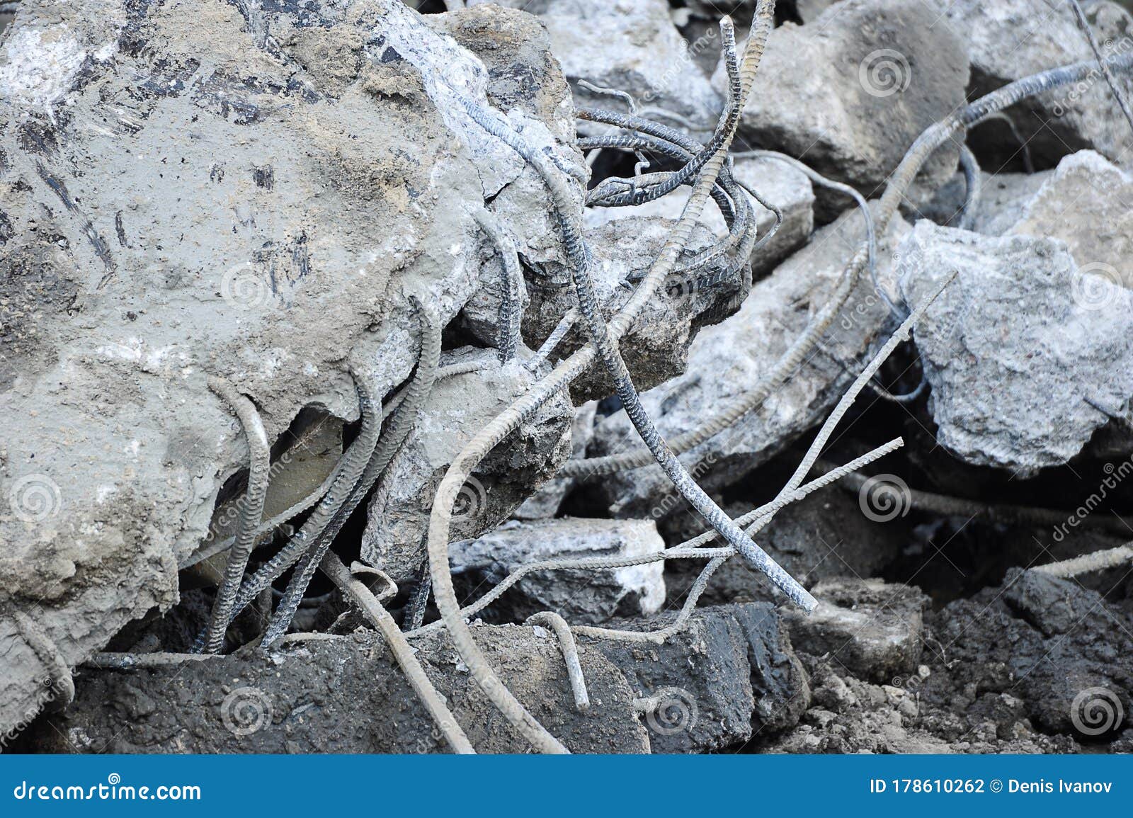 Rebar and Concrete-construction Debris Stock Photo - Image of ...